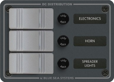 Blue Sea Switch Fuse DC Panel - Slate Gray - Trotac Marine