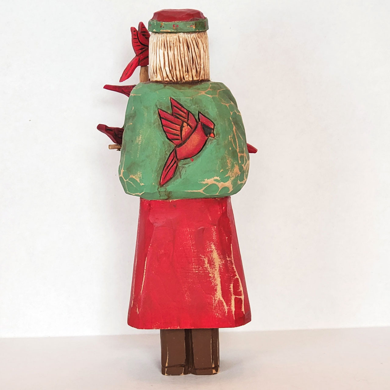 Hand Carved Cardinal Santa