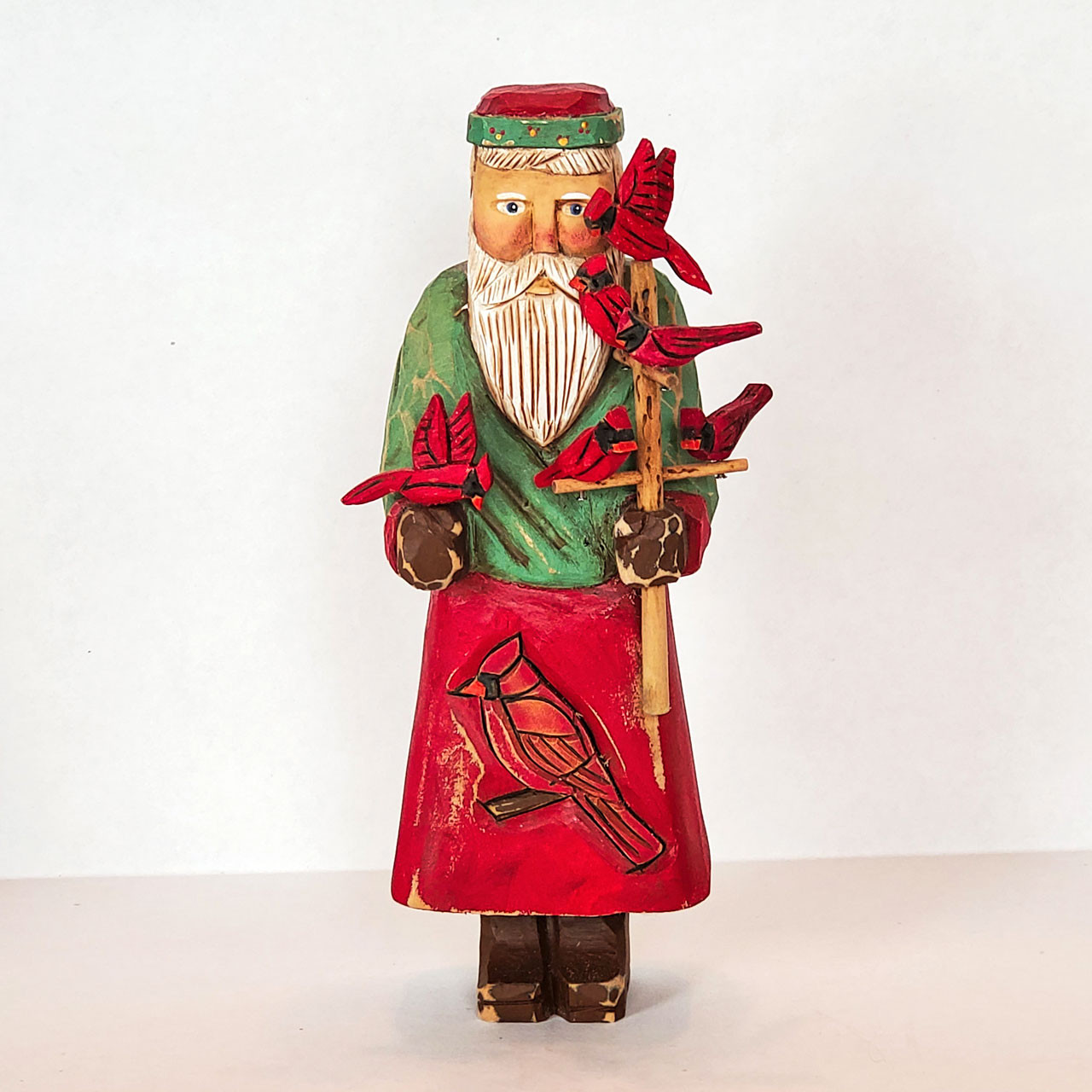 Hand Carved Cardinal Santa
