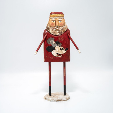 Hand Carved Folk Art Steamboat Willie Sweater Santa