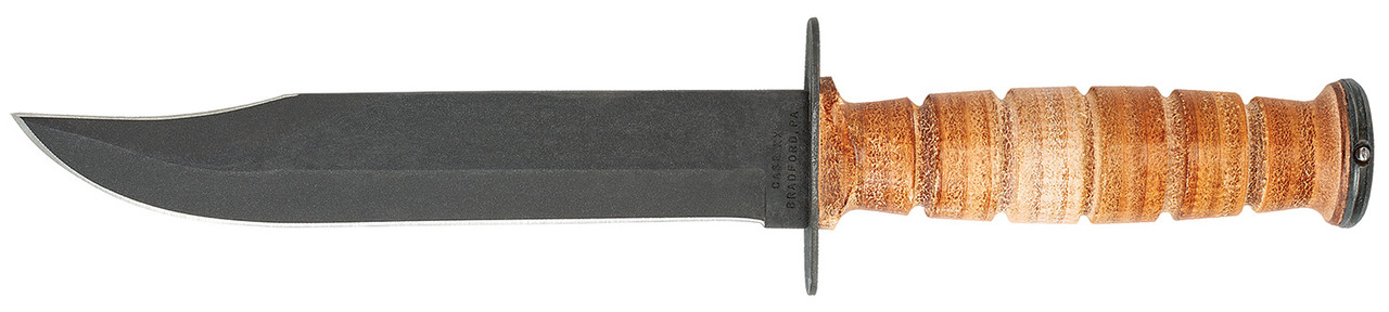 Case USMC 7" Fixed Clip Point Plain Blackened 1095 Carbon Steel Blade ...