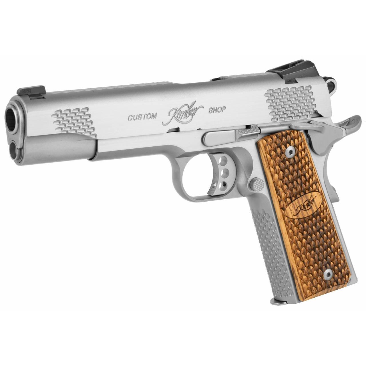 Kimber Raptor II 1911 45 ACP, 5" Barrel, Silver, Zebrawood Grip, CA ...