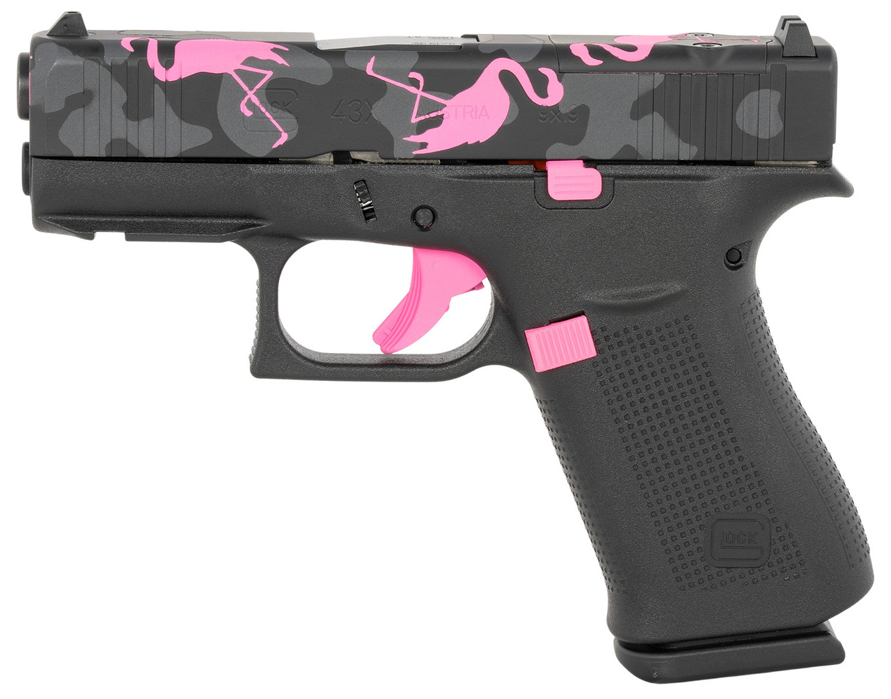 Glock G43X MOS 9mm, 3.41" Barrel, Miami Mingo, Pink Trigger, MOS Cut ...