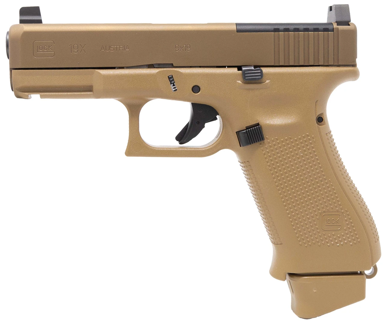 Glock G19X MOS 9mm, 4.52" Barrel, Coyote, Ameriglo Tall Sights, 19rd ...