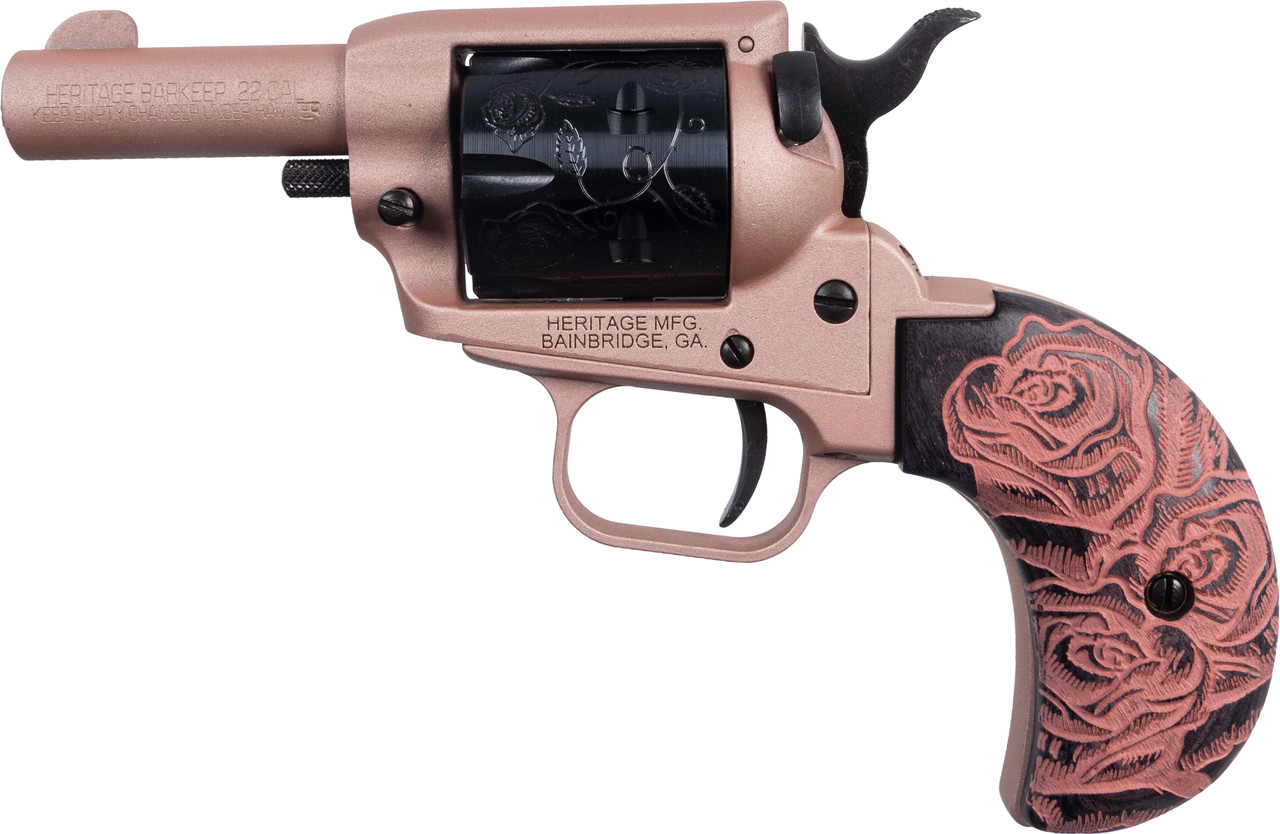 Heritage Barkeep 22 LR, 2" Barrel, Rose Gold Frame, Engraved Cylinder ...