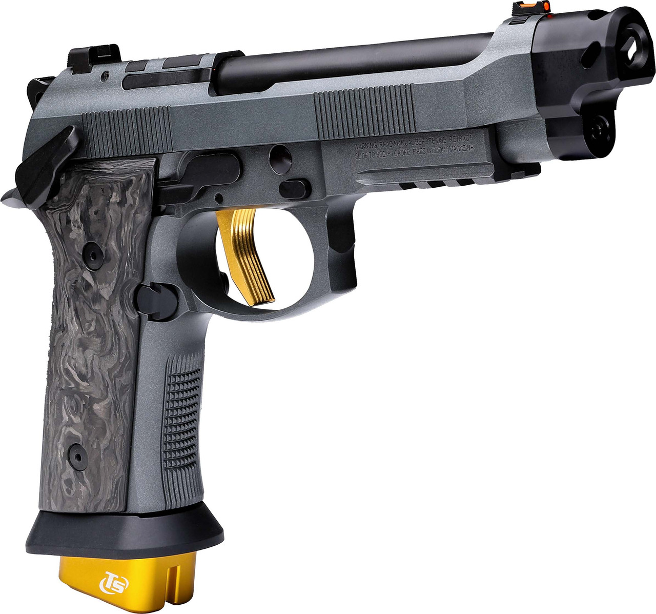 Beretta 92XI Corsa 9mm, 5.1" Compensator, Gray Cerakote, Marbled Carbon ...