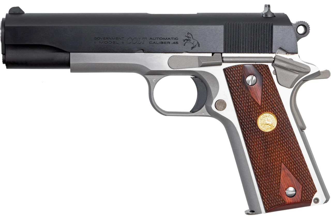 Colt Government Classic 45 ACP, 5" Barrel, Black Slide, Stainless Steel ...