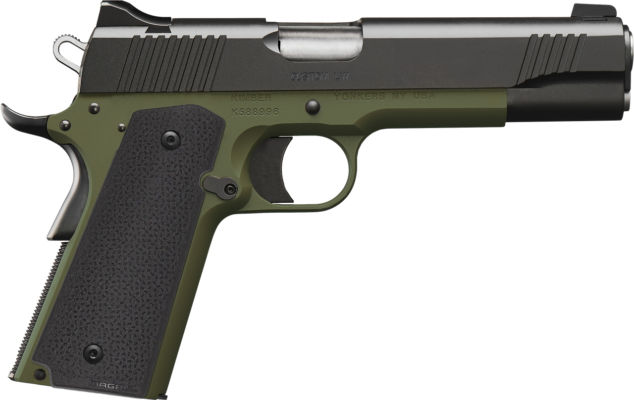 Kimber Custom LW 45 ACP, 5" Barrel, Ranger Green Frame, Black Slide ...