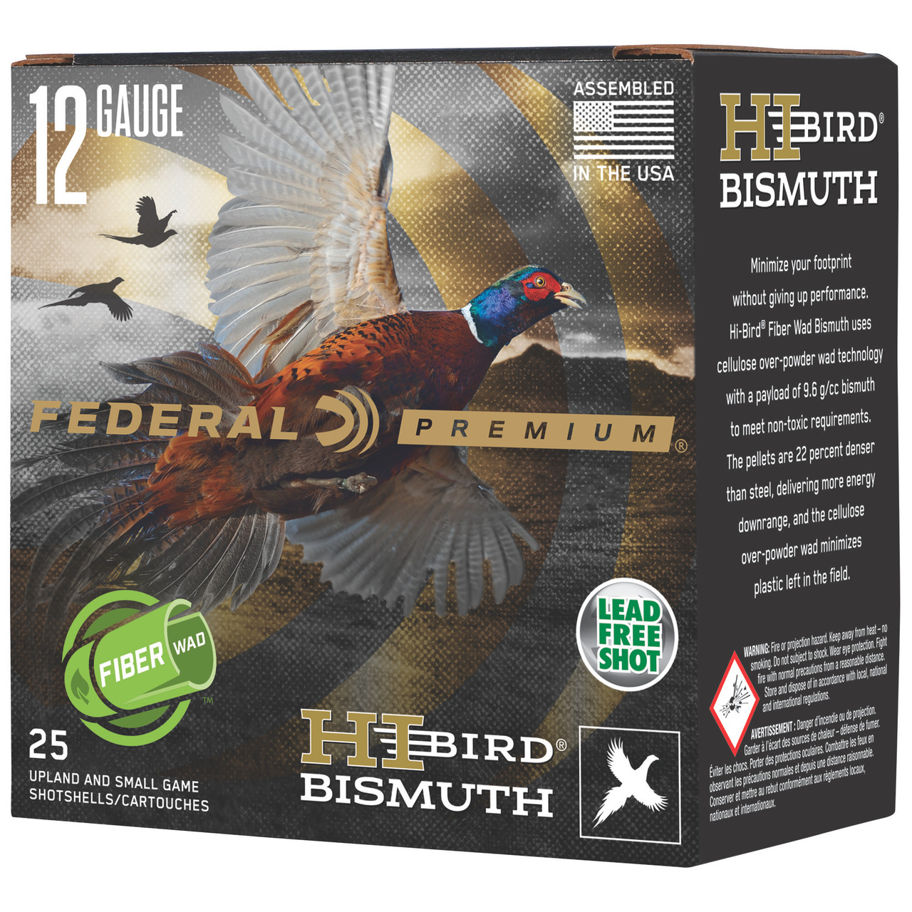 Federal Hi-Bird Fiber Wad 12 Ga, 2.75", 1 1/4 oz, Bismuth Shot, 25rd ...