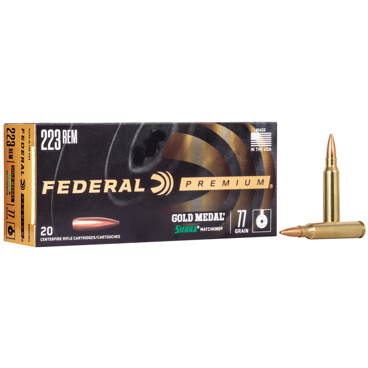Federal Premium 223 Rem/5.56 Nato, 77gr Sierra MatchKing BTHP, 20rd Box ...