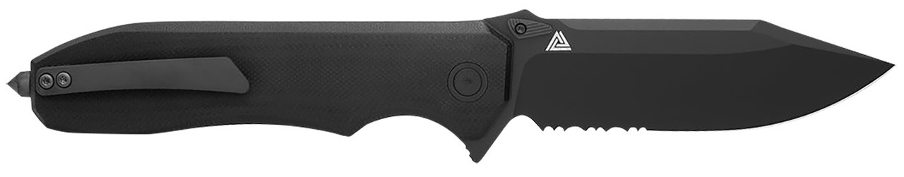 Eikonic Validus 3.78" Folding Drop Point Part Serrated Black PVD M390 ...