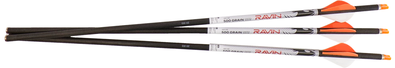 Ravin Crossbows Lighted Arrows 500 Grain 100% Pure Carbon 3 Pack ...