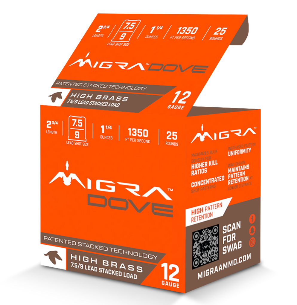 Migra Ammunitions Dove 12 Gauge 2 3/4" 1 1/4oz 7.5/9Shot 25rd Box ...
