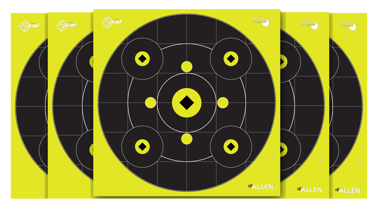 EZ-Aim Splash Reactive Target Bullseye Paper 12" x 12" Black/Yellow 12 ...