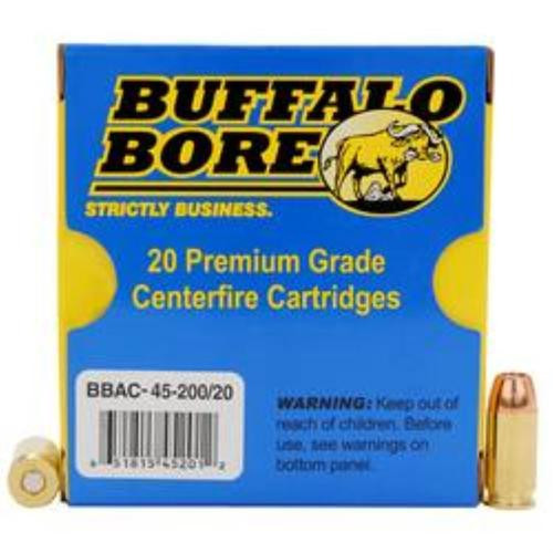 Buffalo Bore 45 ACP +P, 200 Gr, JHP, 20rd Box - Impact Guns
