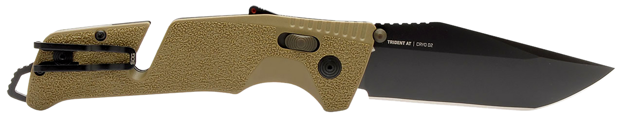 S.O.G Trident AT 3.70" Folding Tanto Plain Black TiNi Cryo D2 Steel ...