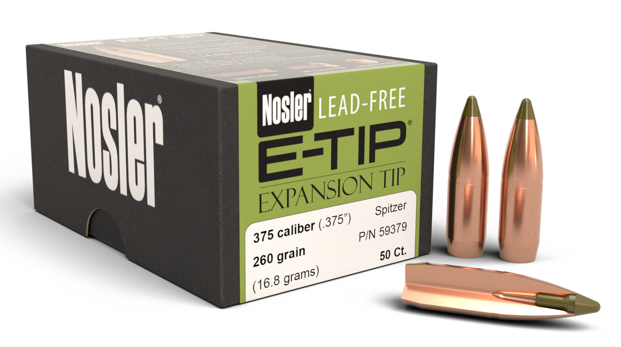 Nosler E-Tip Lead Free Reloading Bullets 357 Mag Caliber 260gr, Spitzer ...