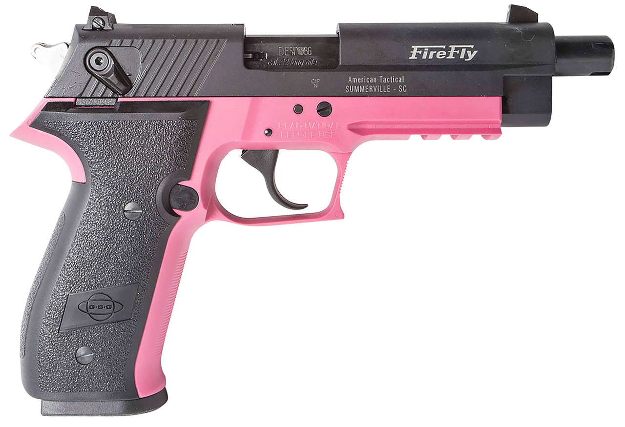 GSG Firefly 22 LR, 4" Threaded Barrel, Pink Frame, Black Slide/Grip ...