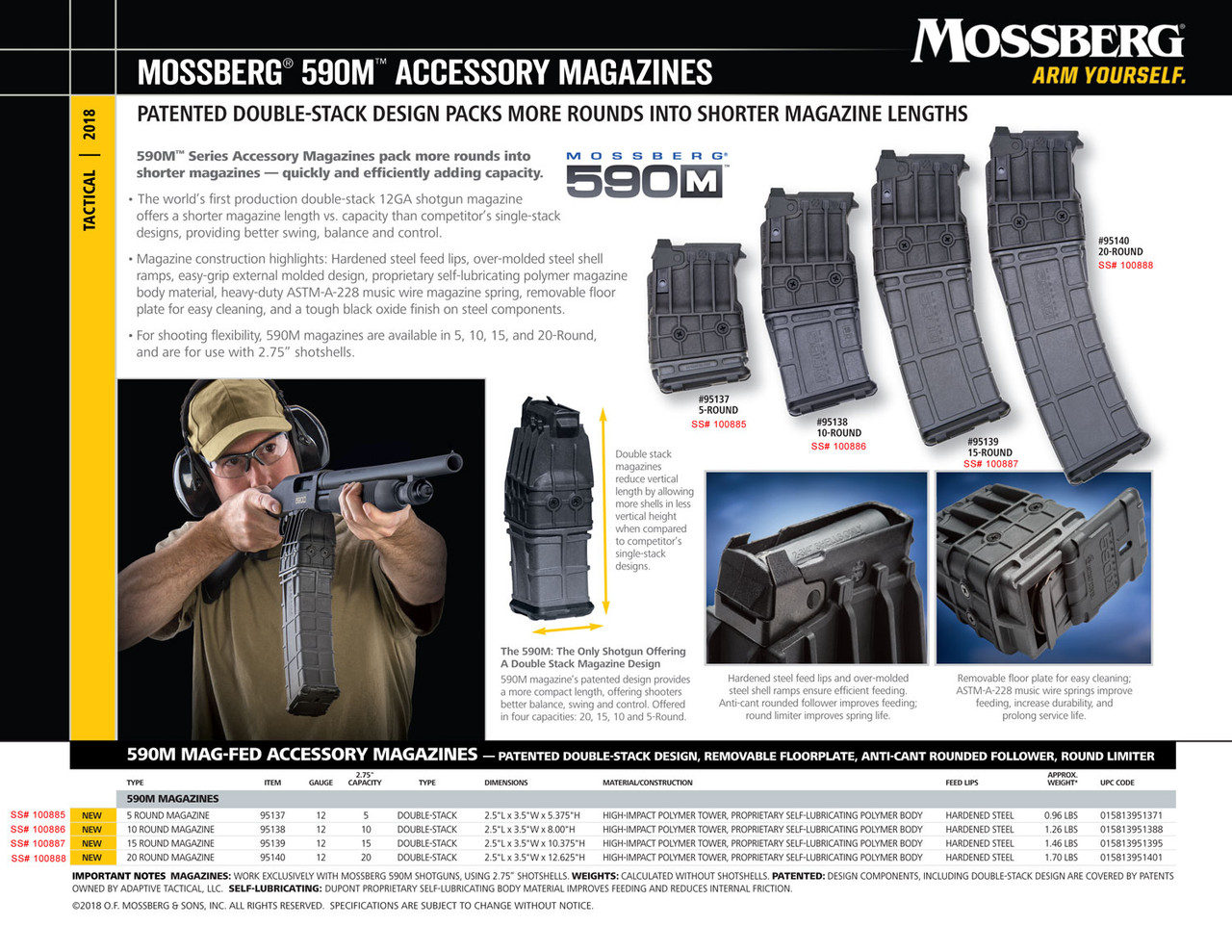 Mossberg 590M Magazine 12 Ga, Black, 2.75" Chamber, 20rd - Impact Guns
