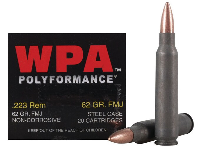 Wolf .223 Rem, 62gr, Full Metal Jacket, Steel Case, 20rd Box - Impact Guns