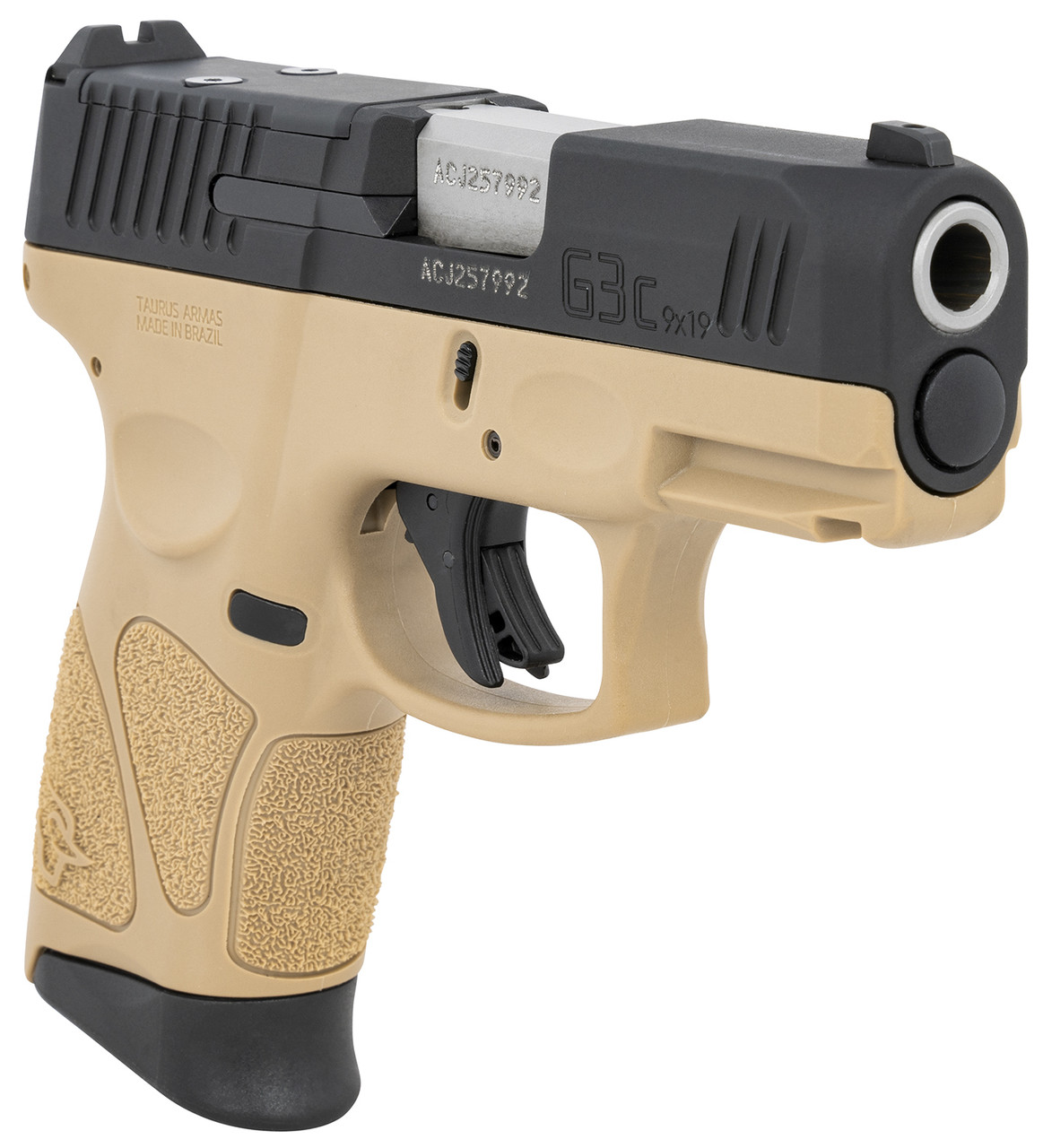Taurus G3c TORO 9mm, 3.26" Barrel, Brown/Black, Manual Safety, 12rd ...