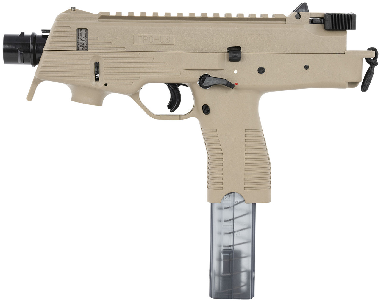 B&T TP9, 9mm, 5.10" Barrel, Coyote Tan, Polymer Frame/Grip, Iron Sights ...