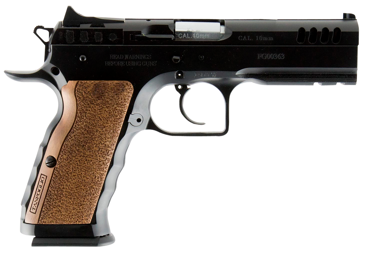 Tanfoglio Defiant Stock 40 S&W, 4.50" Barrel, Serrated Slide, Wood Grip ...