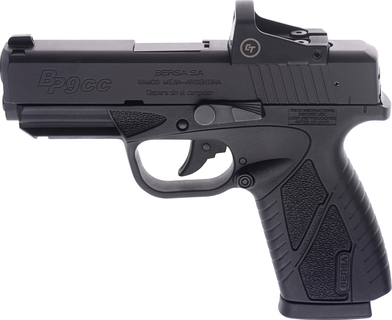 Bersa BP CC 9mm, 4" Barrel, Black, Crimson Trace Red Dot, No Manual ...