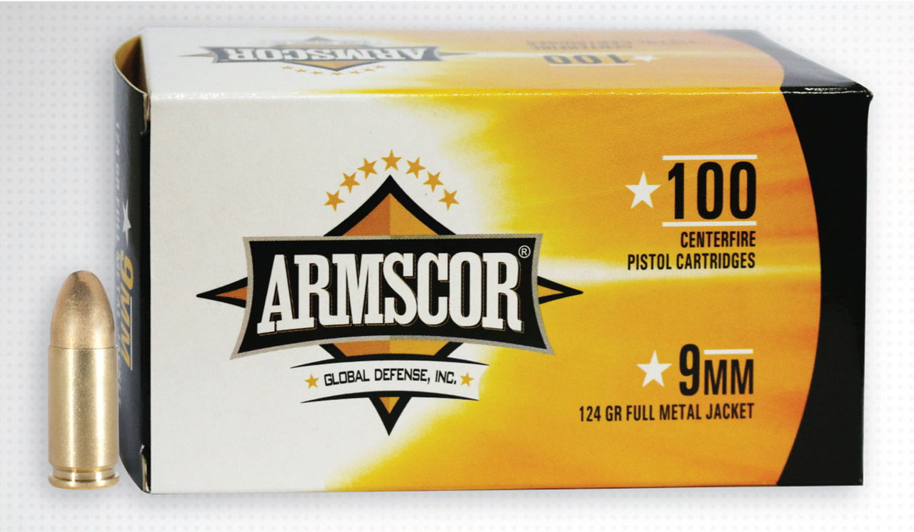 Armscor Precision Value Pack 9mm, 124gr, FMJ, 100Bx/12Cs - Impact Guns