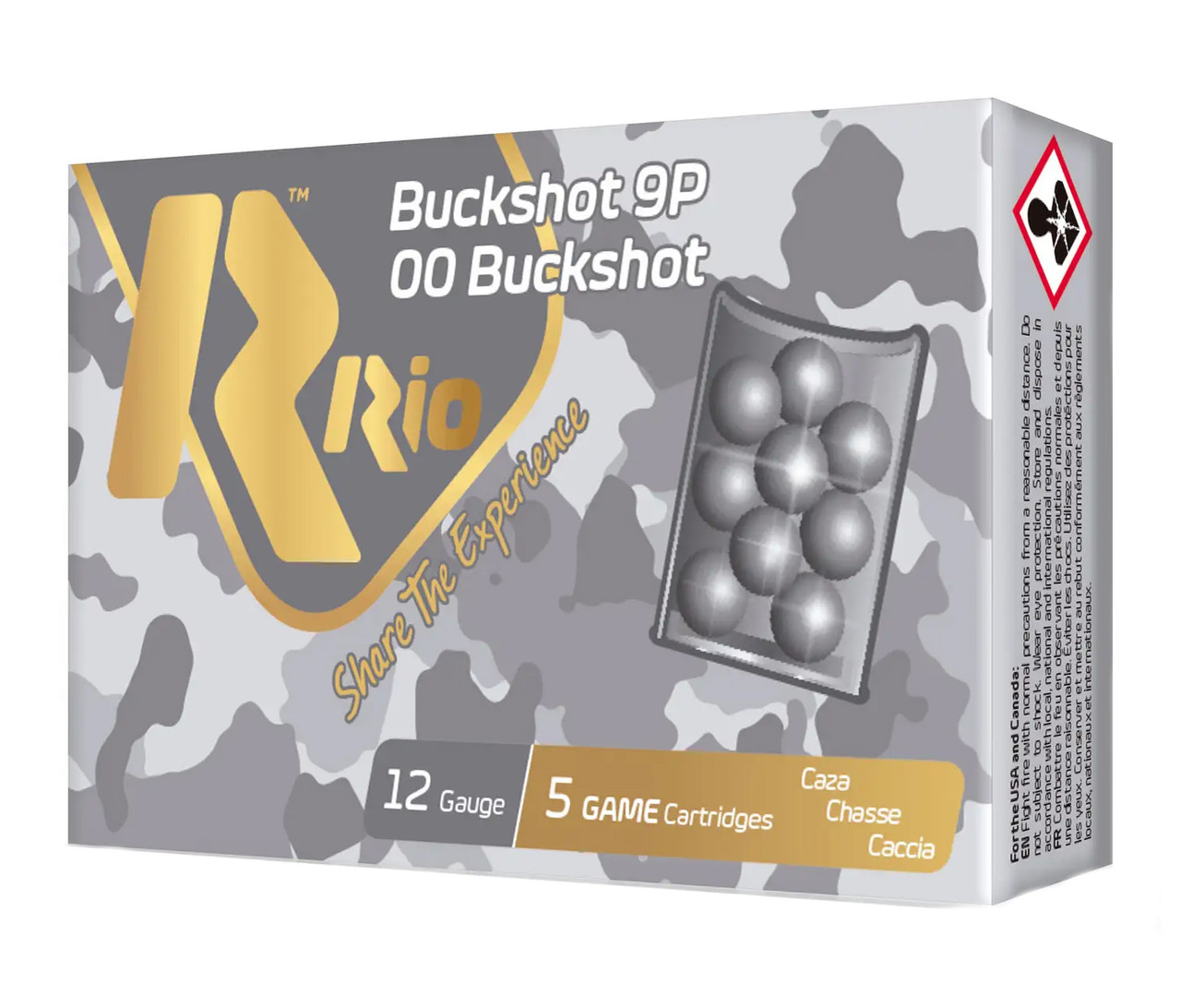 Rio Royal Buck 12 Ga, 2.75", Buckshot 9 Pellets, 00 Buck Shot, 5rd Box ...