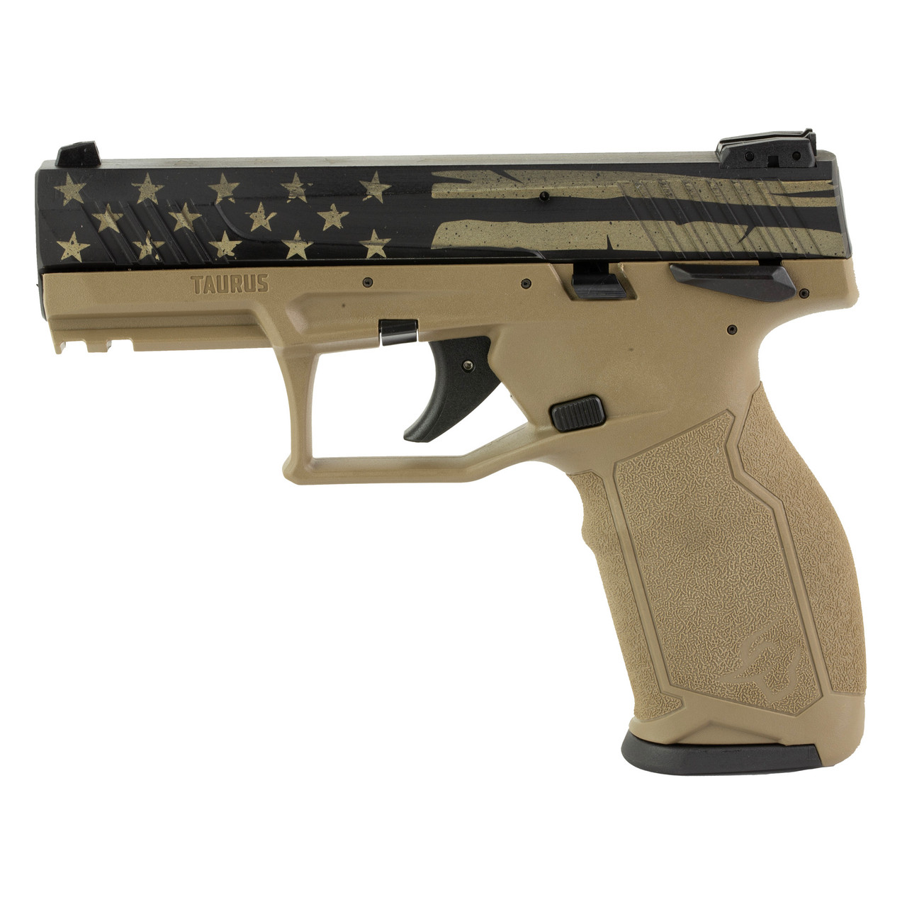 Taurus TX22 22 LR, 4.1" Barrel, FDE, US Flag Distressed, 16rd - Impact Guns