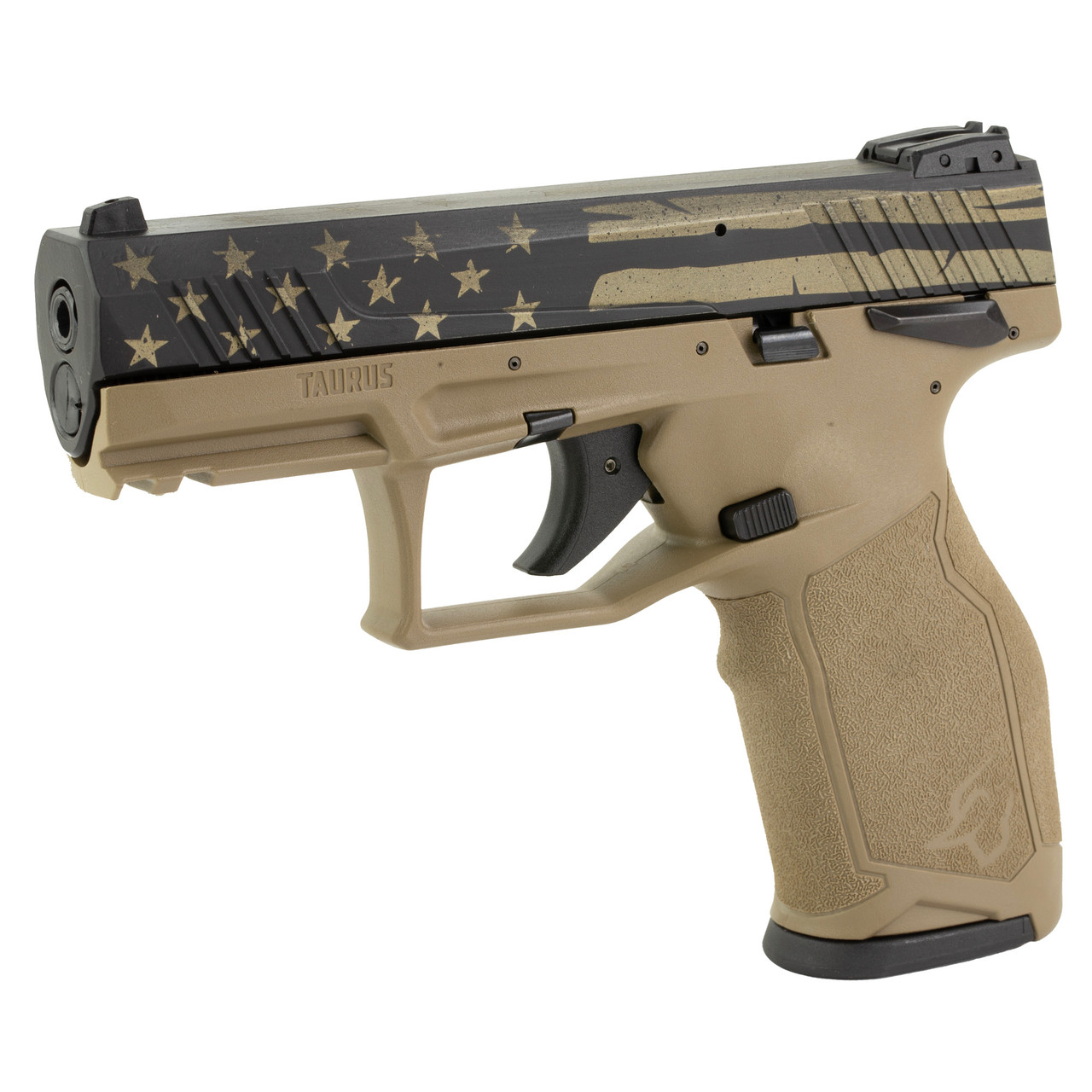 Taurus TX22 22 LR, 4.1" Barrel, FDE, US Flag Distressed, 16rd - Impact Guns