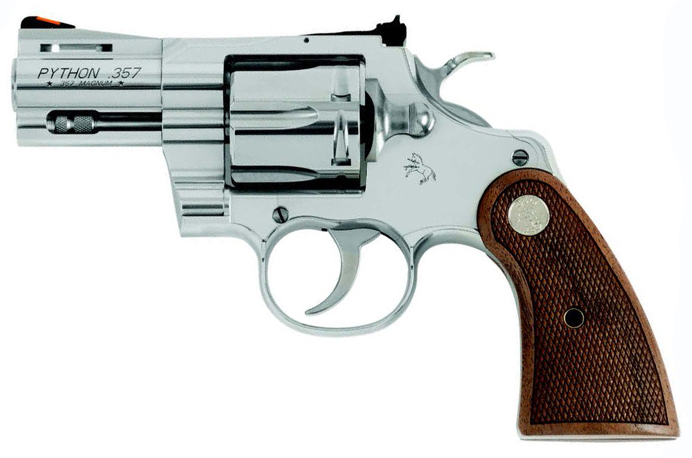 Colt Python 357 Magnum, 2.5" Barrel, Stainless Steel, Walnut Grips, 6rd ...