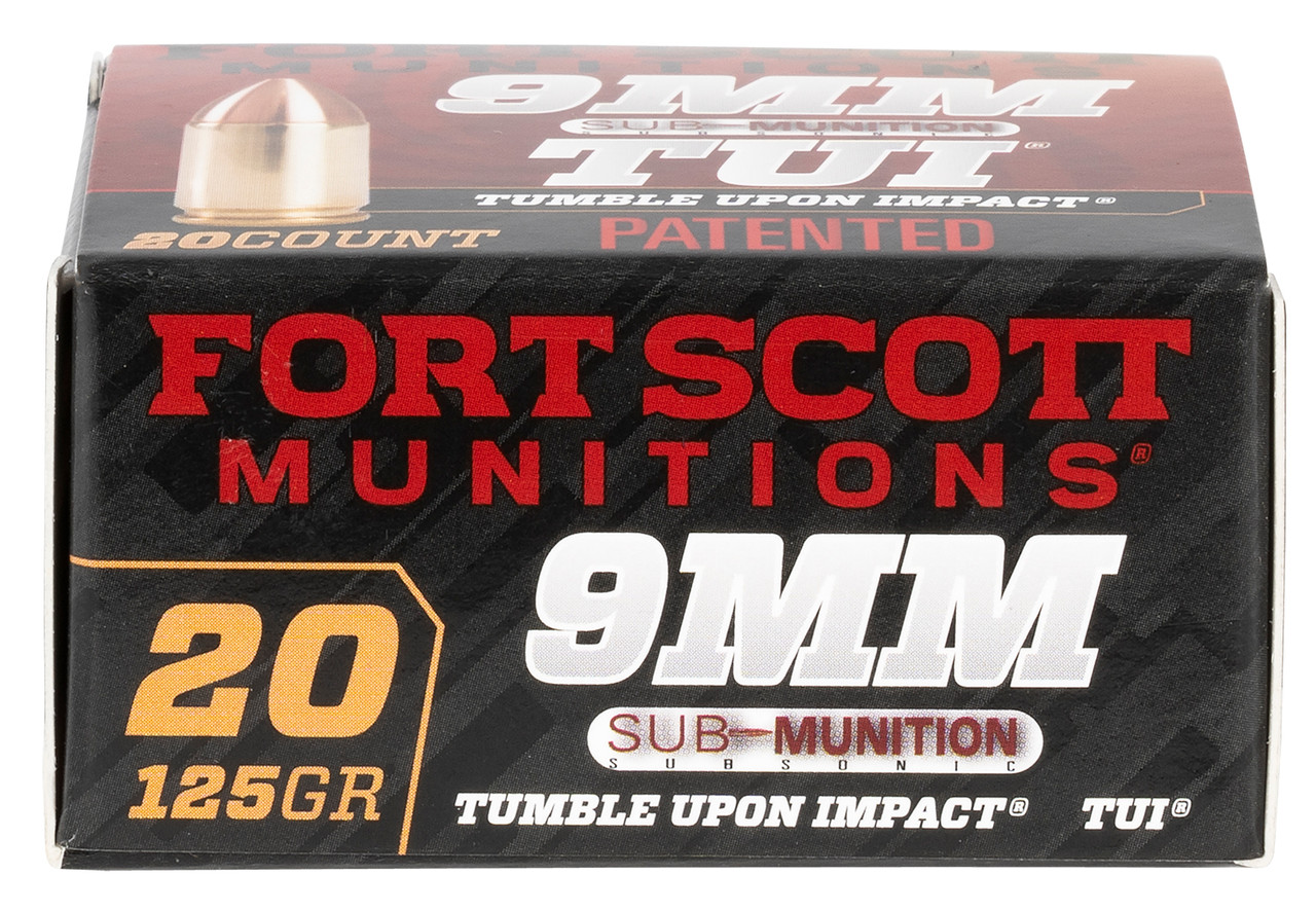 Fort Scott Self Defense 9mm, 125gr, Subsonic, Solid Copper Spun, 20rd ...