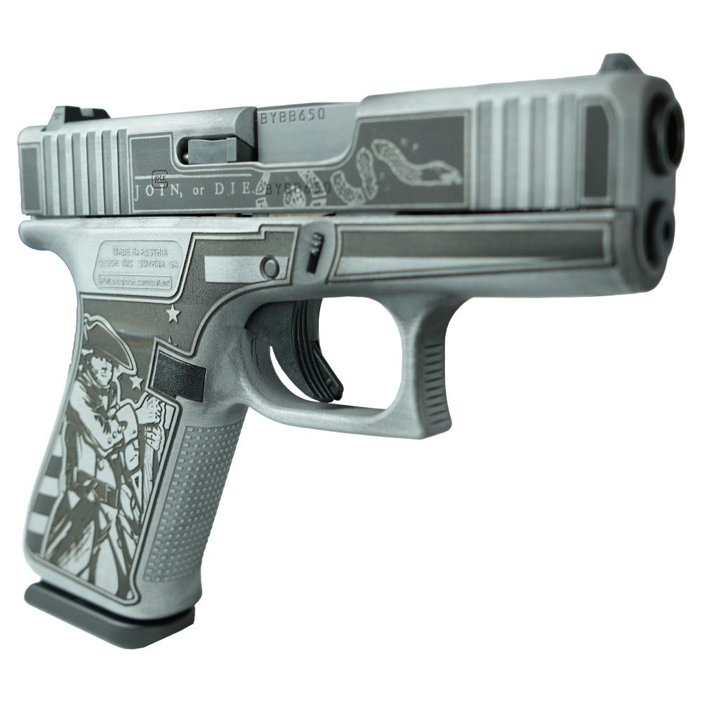 Glock G43x Custom 9mm, 3.41" Barrel, "Liberty or Death", 10rd - Impact Guns