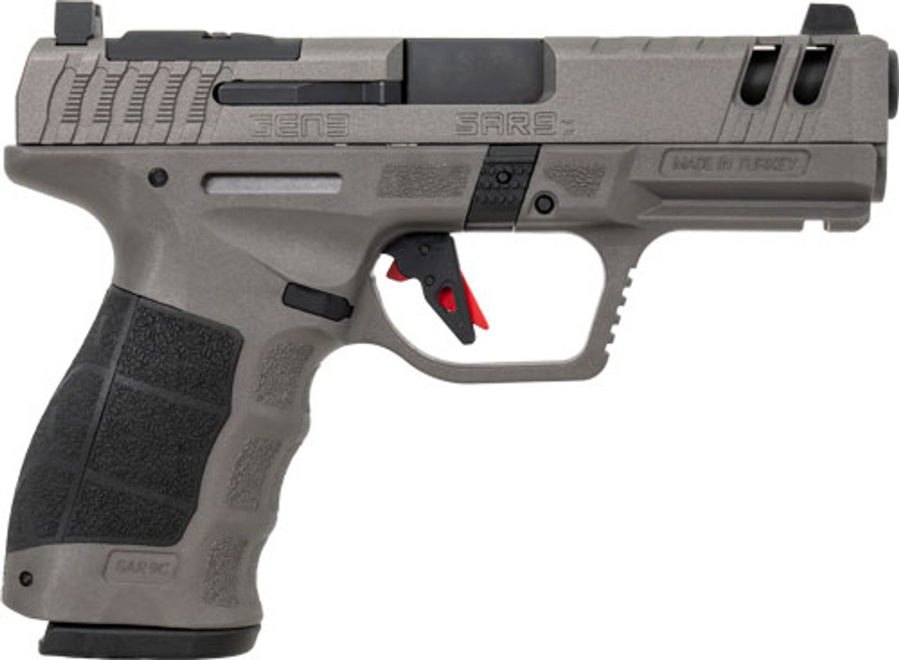 SAR USA SAR9 C Gen 3 9mm, 4" Barrel, Platinum Gray, Optic Cut, 15rd - Impact Guns