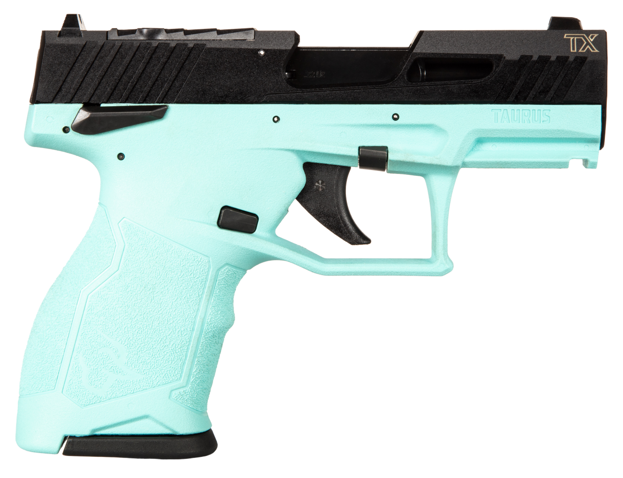 Taurus TX22 Compact 22 LR, 3.6" Threaded Barrel, Cyan Frame, Black ...