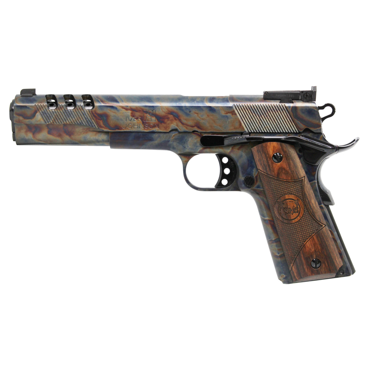 Iver Johnson Eagle XL 45 ACP, 6" Barrel, Case Color Hardened, Walnut ...