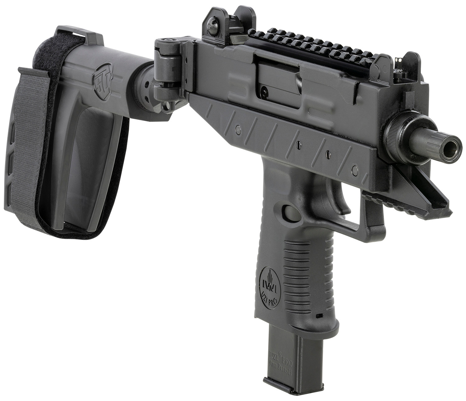 IWI UZI Pro 9mm, 4.5" Threaded Barrel, SB Folding Brace, Black, 25rd ...