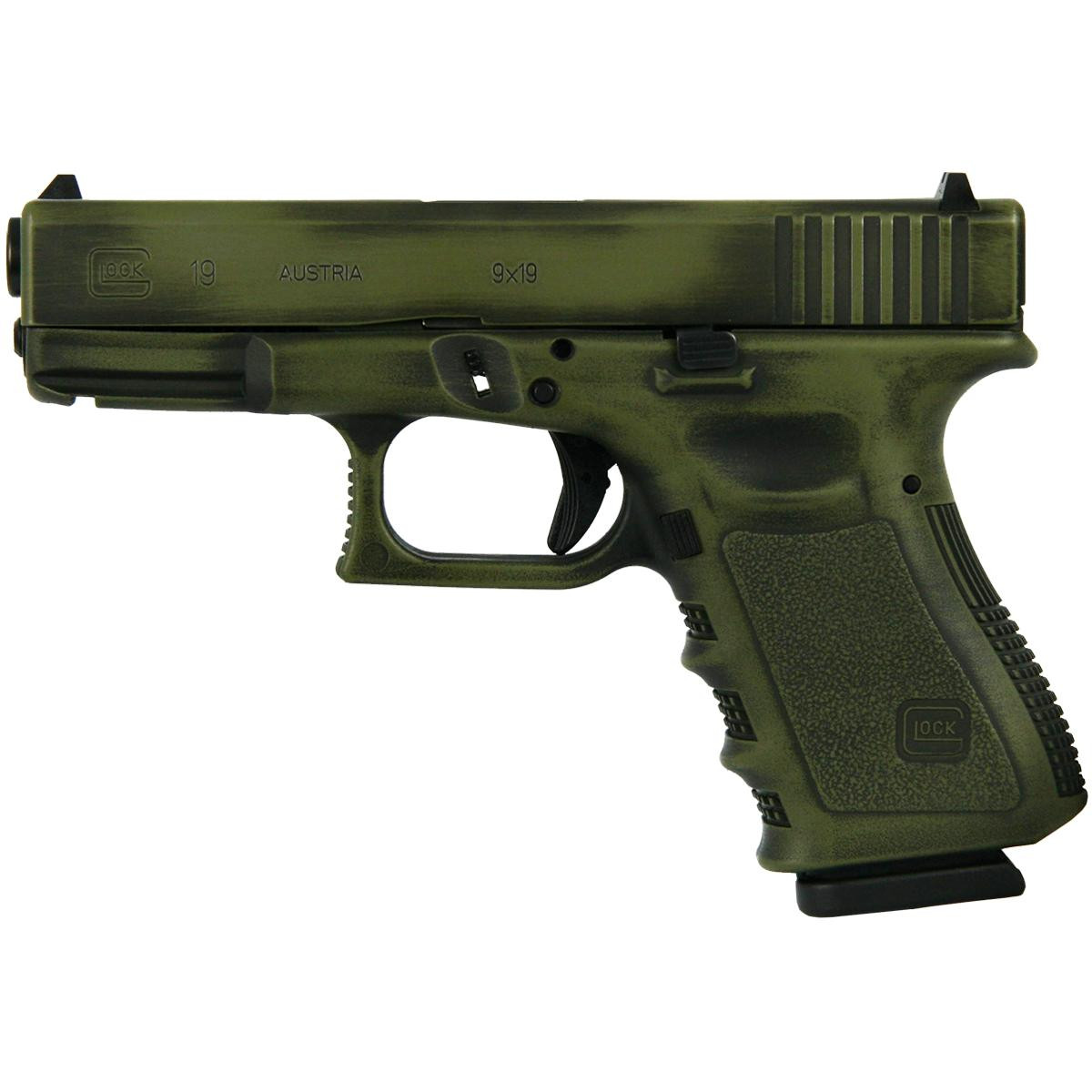 Glock G19 G3 Custom "Bazooka Green Distressed" 9mm, 4" Barrel, 15rd ...