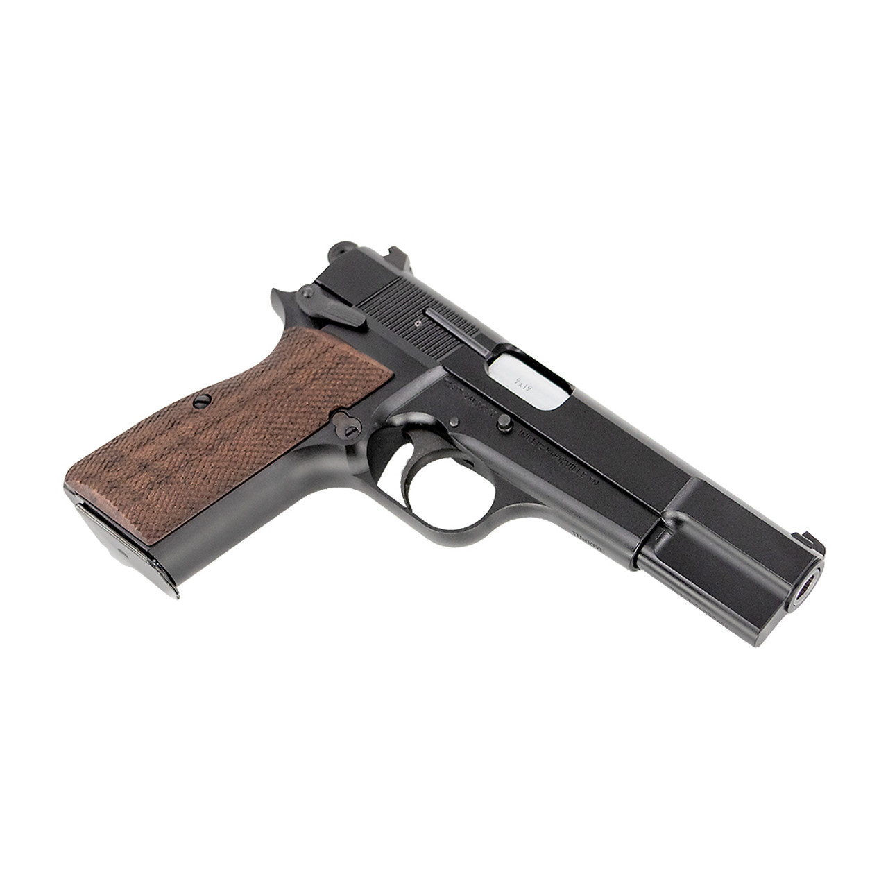 Inglis P-35 9mm, 4.7" Barrel, Black, Checkered Wood Grip, 15rd - Impact ...