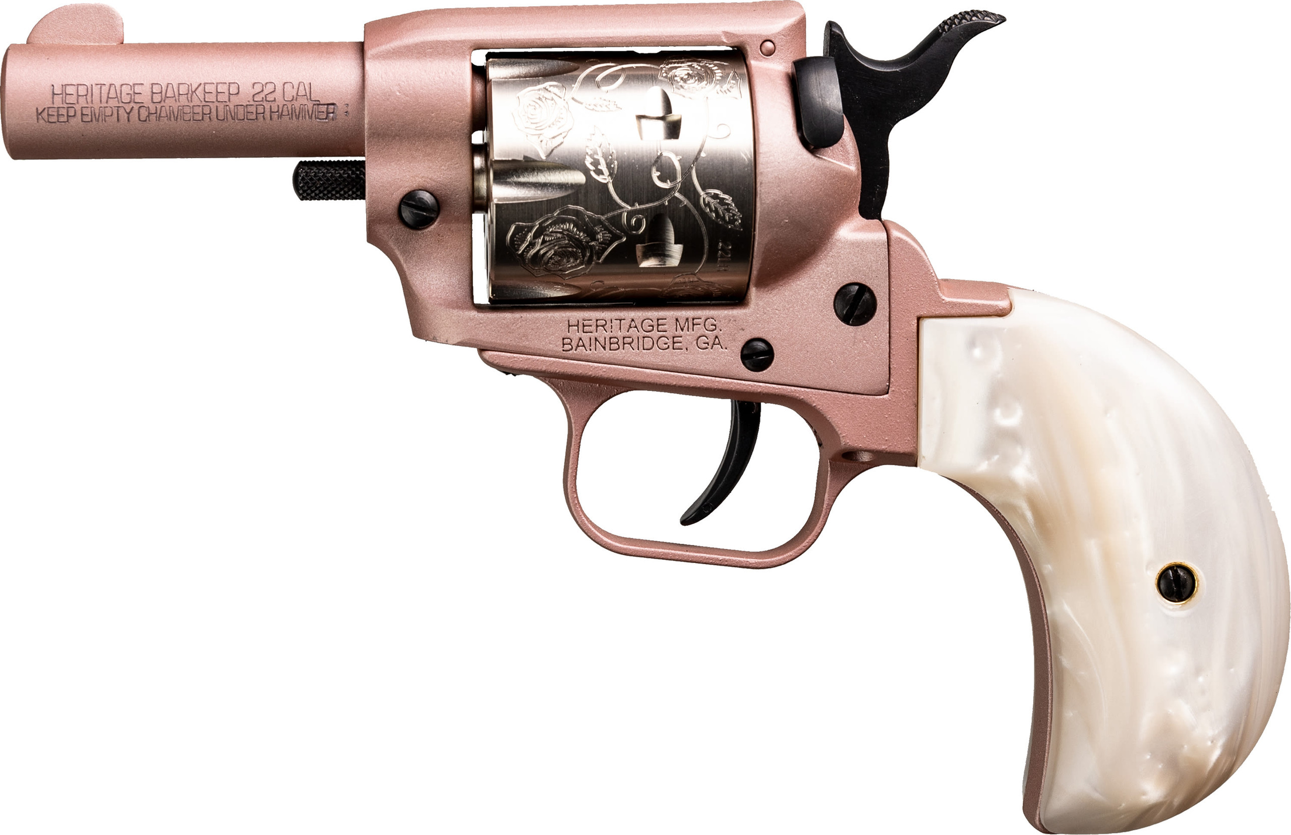 Heritage Barkeep Roses 22 LR, 2" Barrel, Rose Gold Frame, Engraved ...