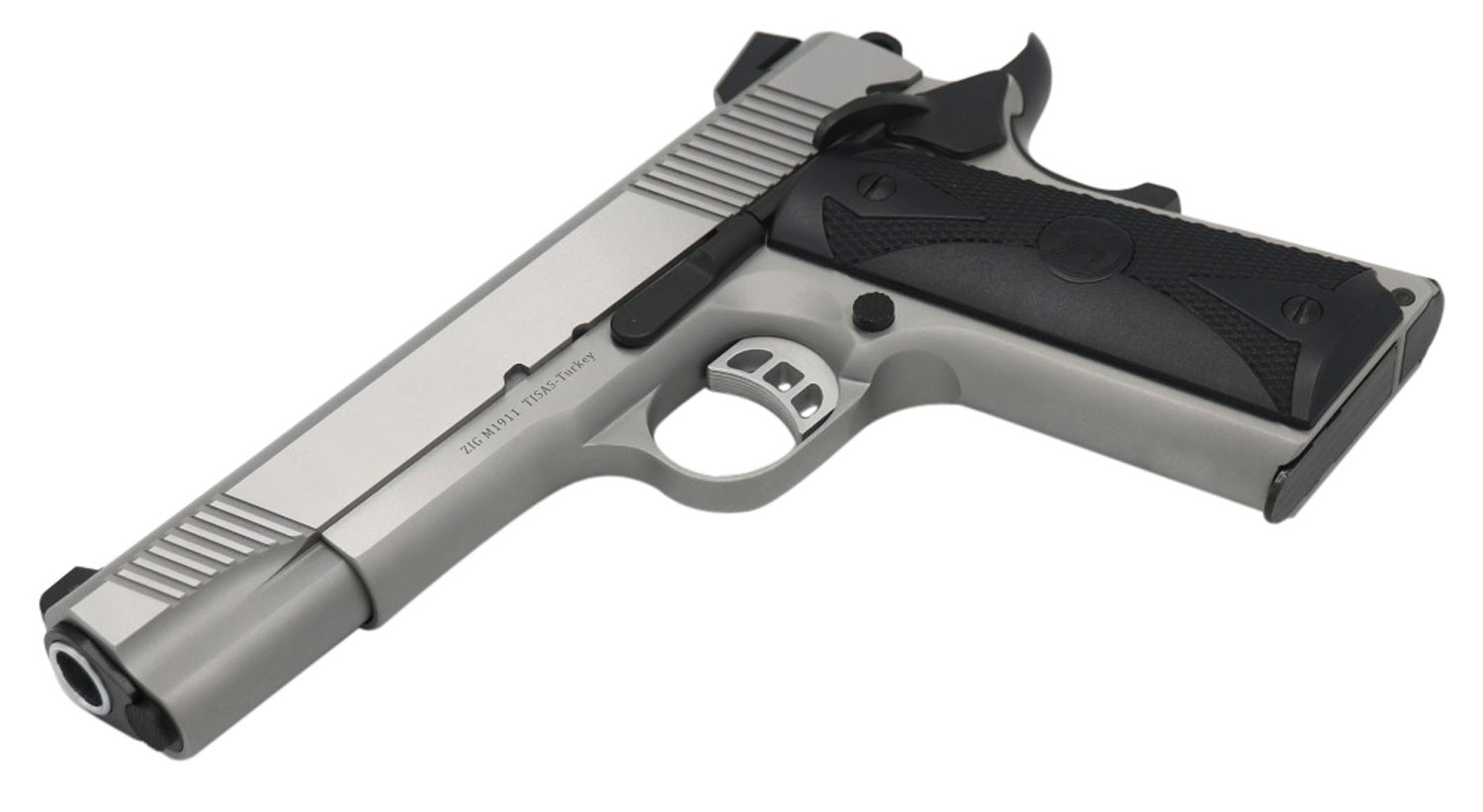 Tisas 1911-S 45 ACP, 5" Barrel, Steel Frame, Stainless Finish, Novak ...