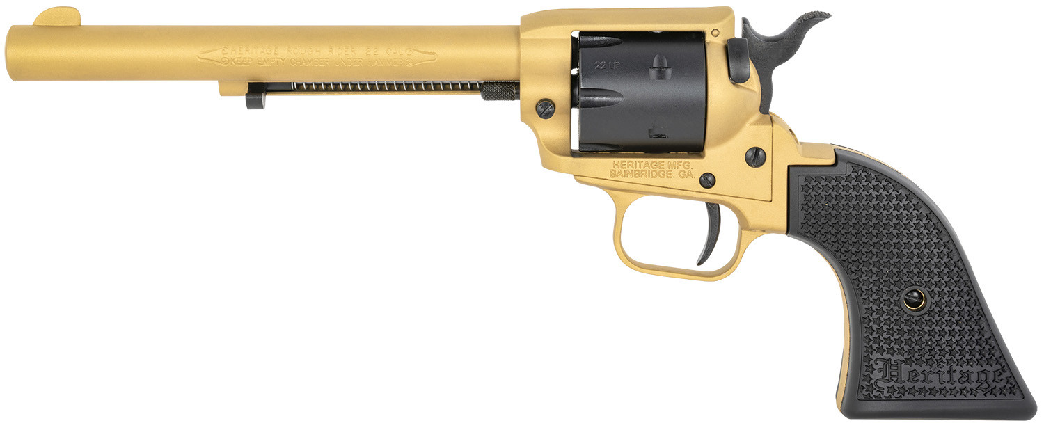 Heritage Rough Rider 22 LR, 6.50" Barrel, Gold Cerakote, Black Polymer ...