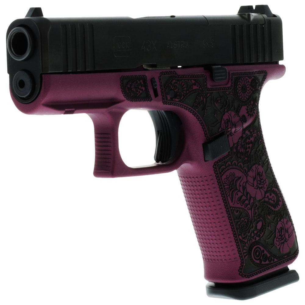 Glock 43x Custom "Glock and Roses Black Cherry" 9mm, 3.41" Barrel, 10rd ...