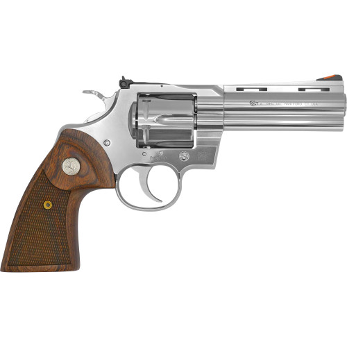 Colt Python 357 Magnum, 4.25" Barrel, Stainless Frame, Walnut Grips ...