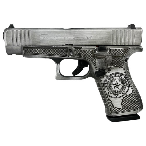 Glock 48 Custom "Texas Silver" 9mm, 4.17" Barrel, 10rd - Impact Guns
