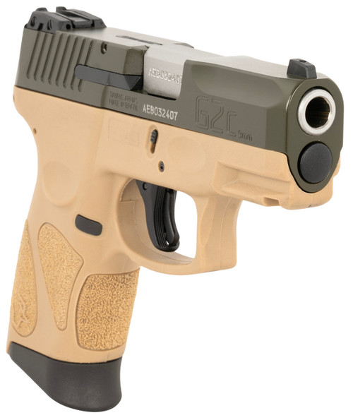 Taurus G2C Compact 9mm, 3.26" Barrel, Moss Green/Tan Matte Finish, 12rd ...
