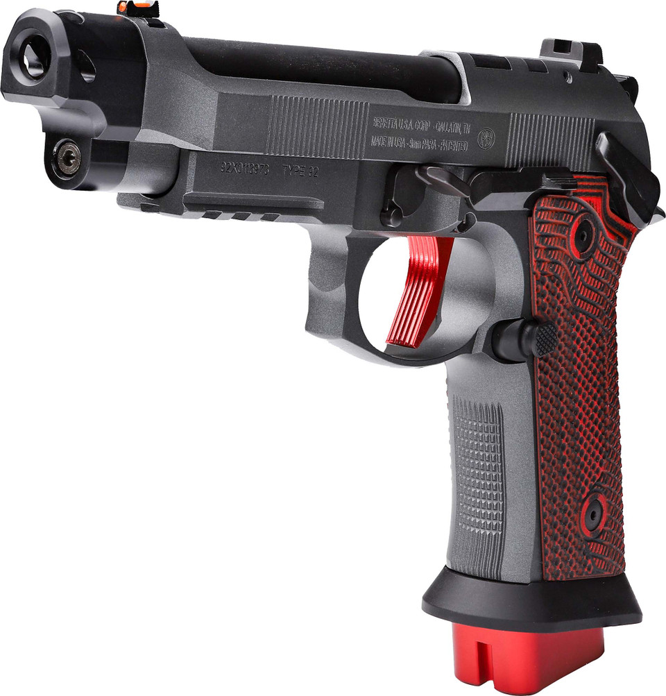 Beretta 92XI Gara 9mm, 5.1" Compensator, Gray Cerakote, Veloce Red ...