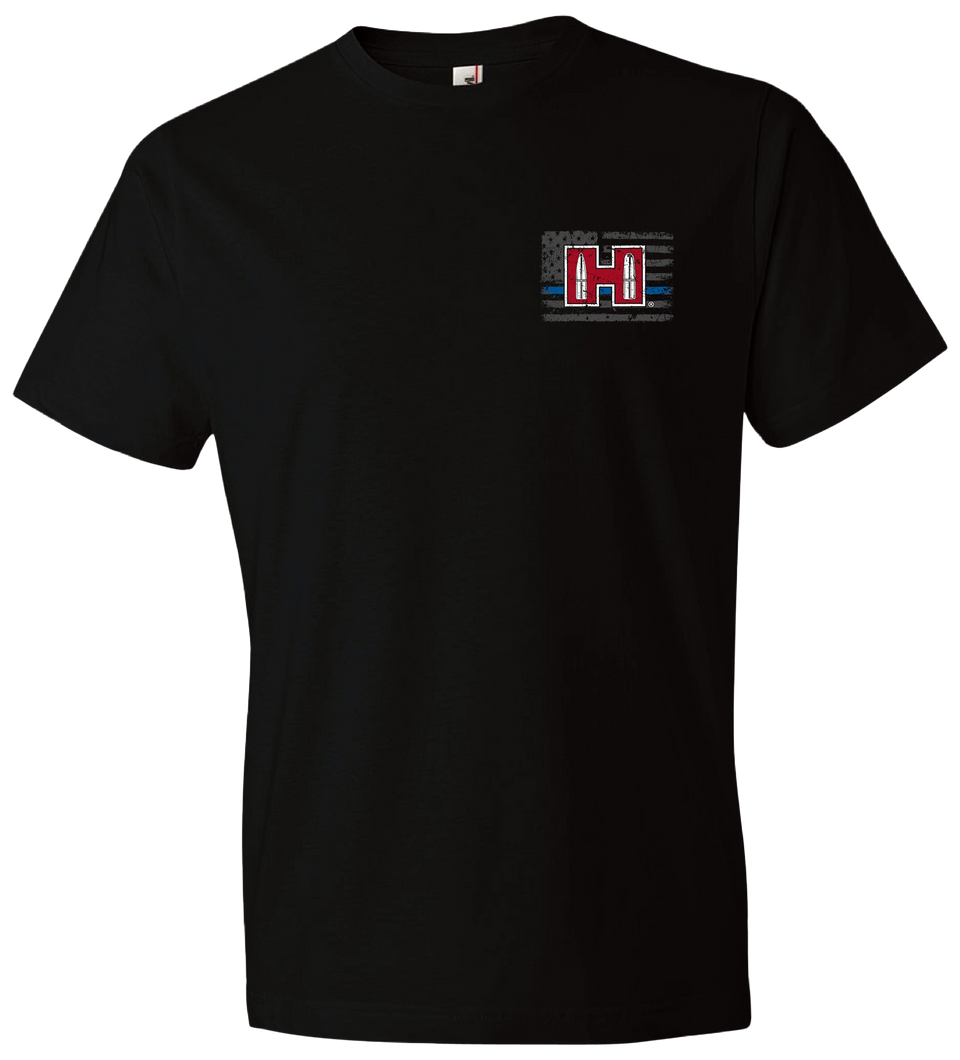 Hornady Gear POW Blue Line Black, Cotton Short Sleeve, Semi-Fitted 2XL ...